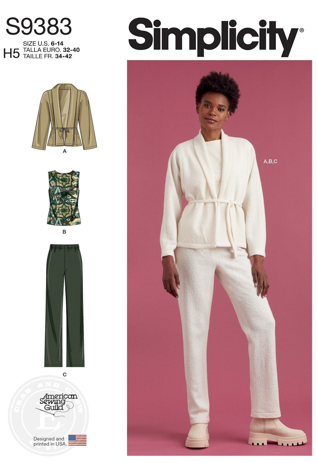 Simplicity S9383 Sewing Pattern for Misses Shawl Collar Jacket ...