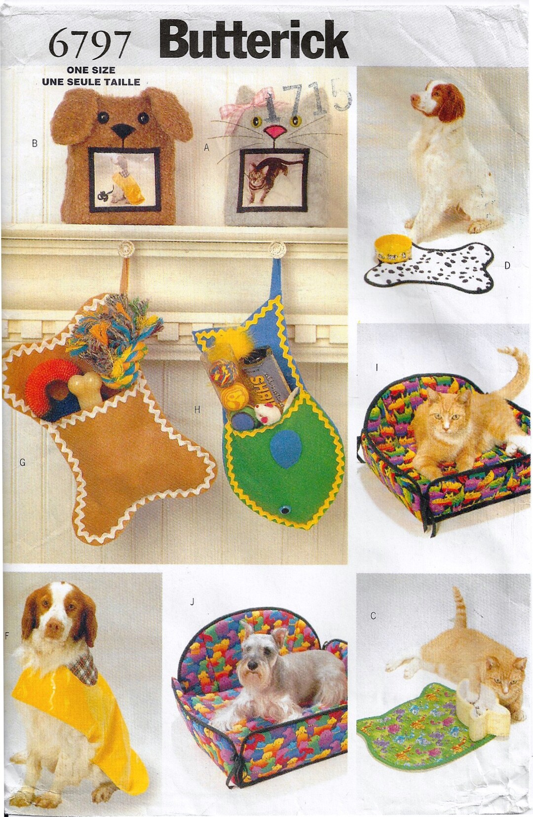 Butterick 6797 Sewing Pattern for Cat and Dog Pet Accessories Pillow ...