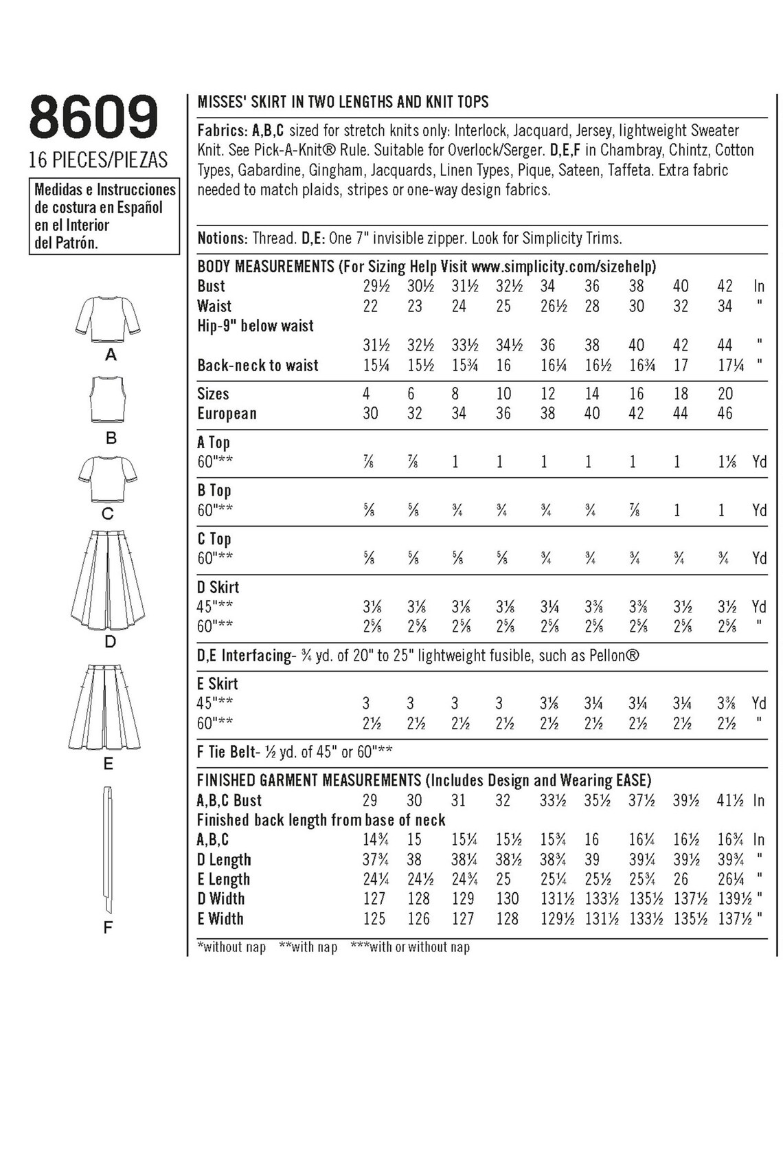 Simplicity 8609 Sewing Pattern Misses Skirt in Two Lengths and - Etsy