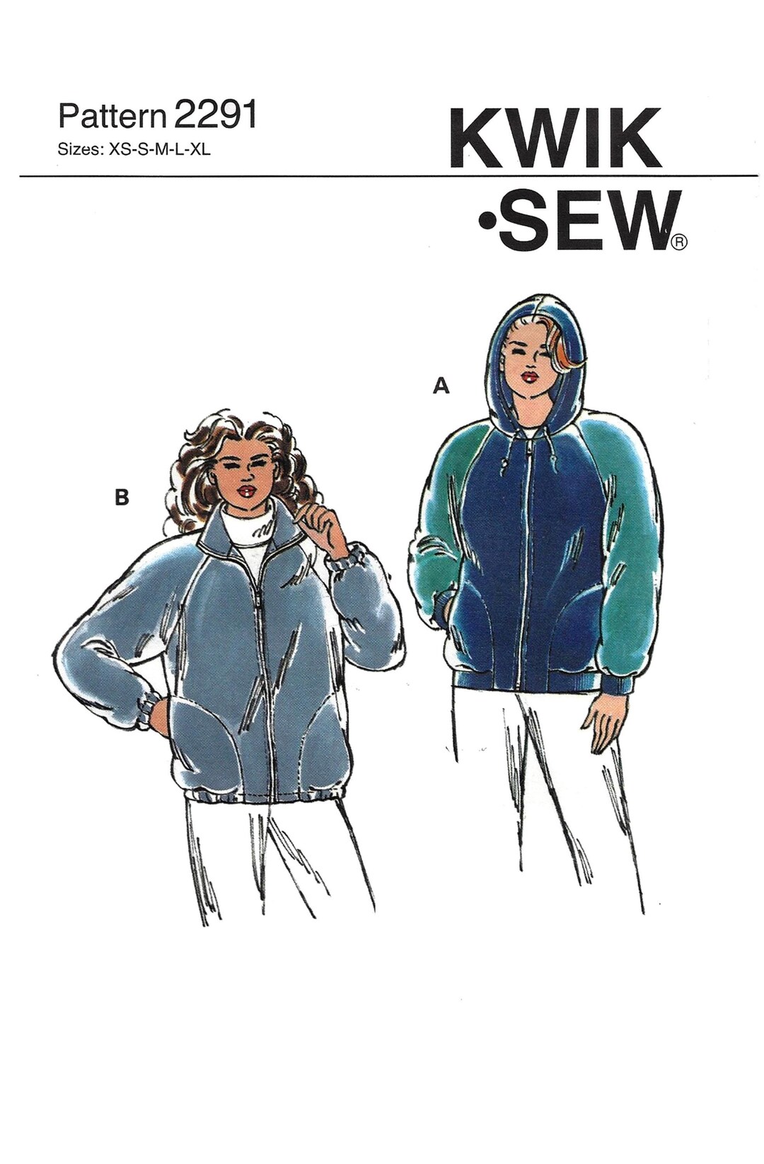 Kwik Sew 2291 Sewing Pattern for Misses Raglan Sleeve Zip Front Jackets ...