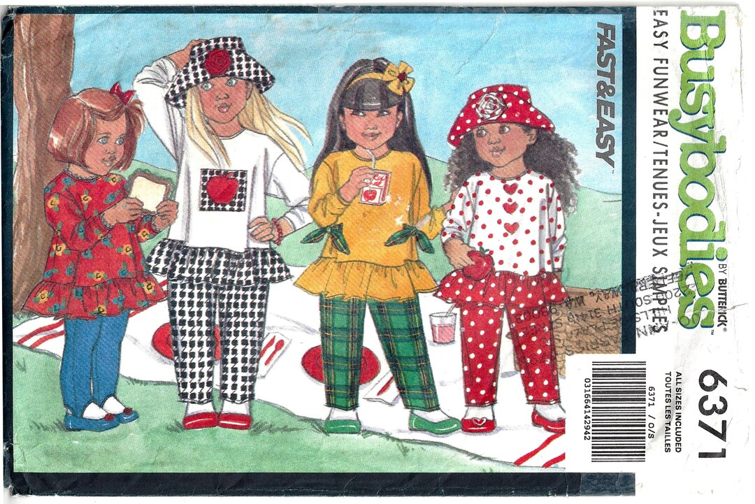 Butterick 6371 Sewing Pattern Busybodies Fast and Easy Girls Tops Pull ...