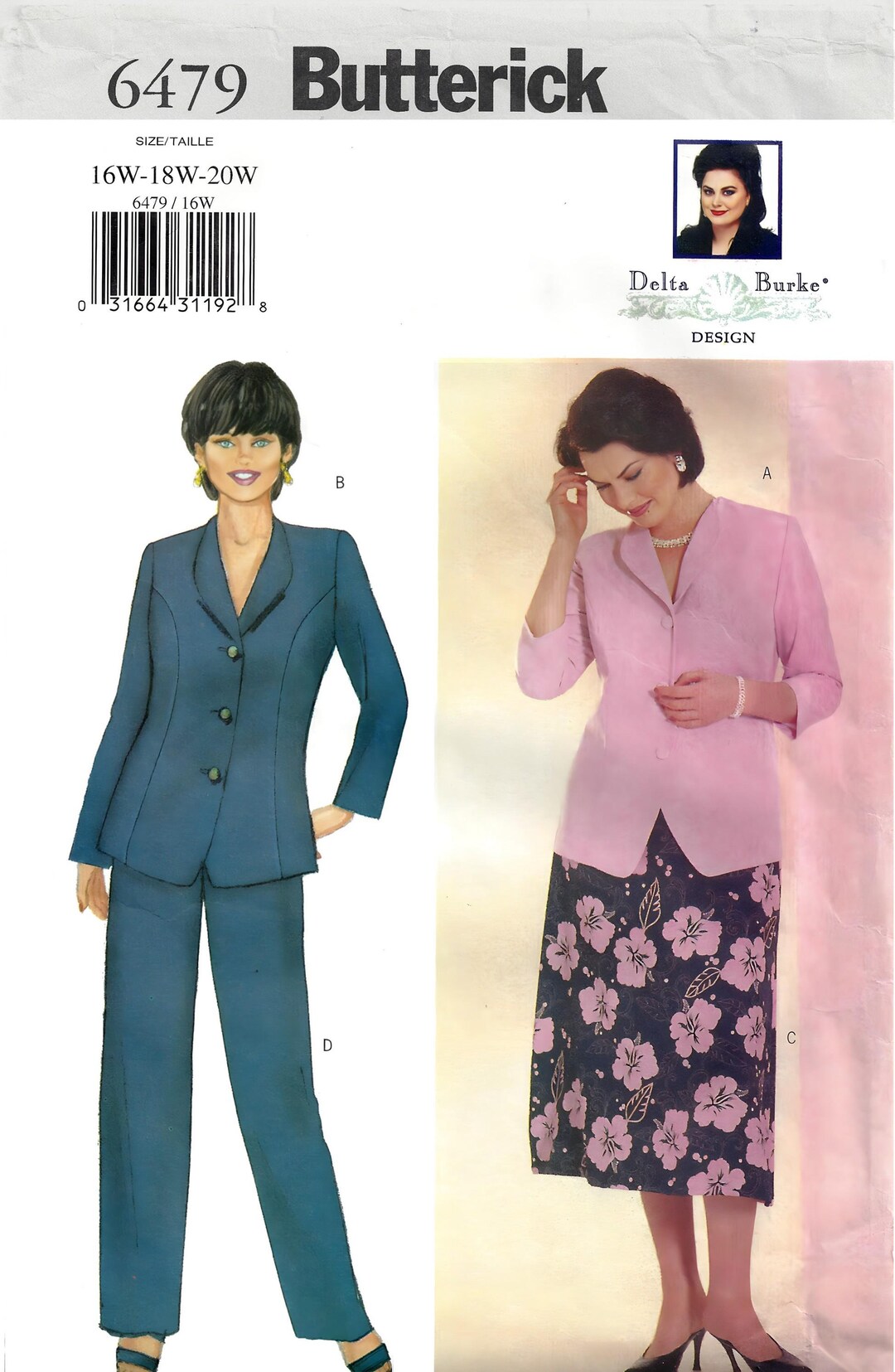 Butterick 6479 Sewing Pattern Womens Easy Plus Size Top Skirt and Pants ...