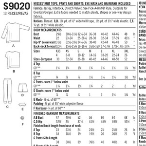 Simplicity S9020 Sewing Pattern Misses Easy to Sew Knit Tops Pants ...
