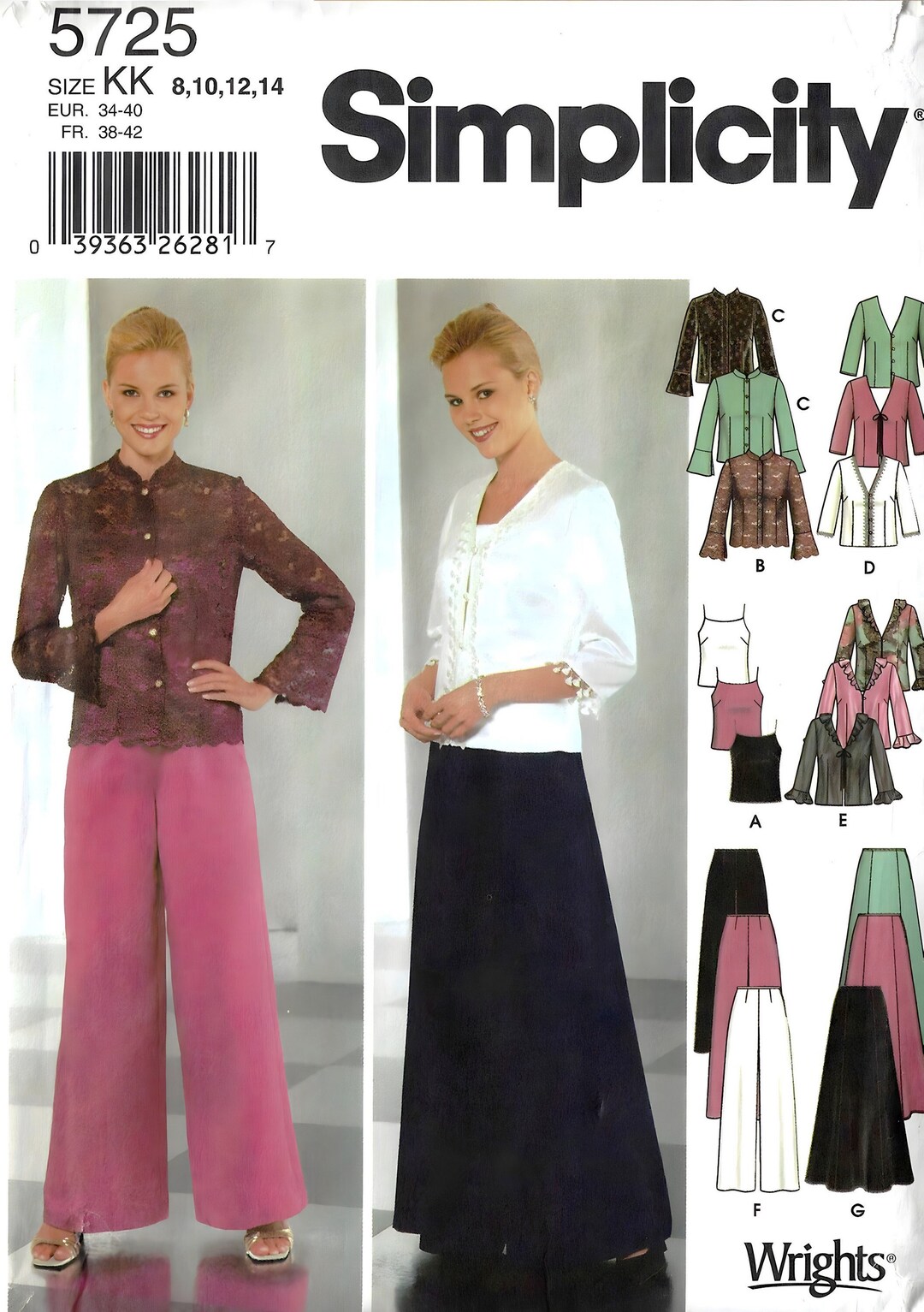 Simplicity 5725 Sewing Pattern Misses Evening Camisole Tops Pants and ...