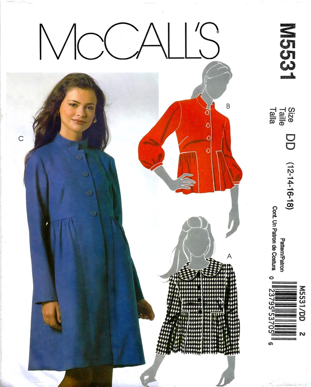 Mccalls M5531 Sewing Pattern Misses Loose Fitting Lined Jackets and ...