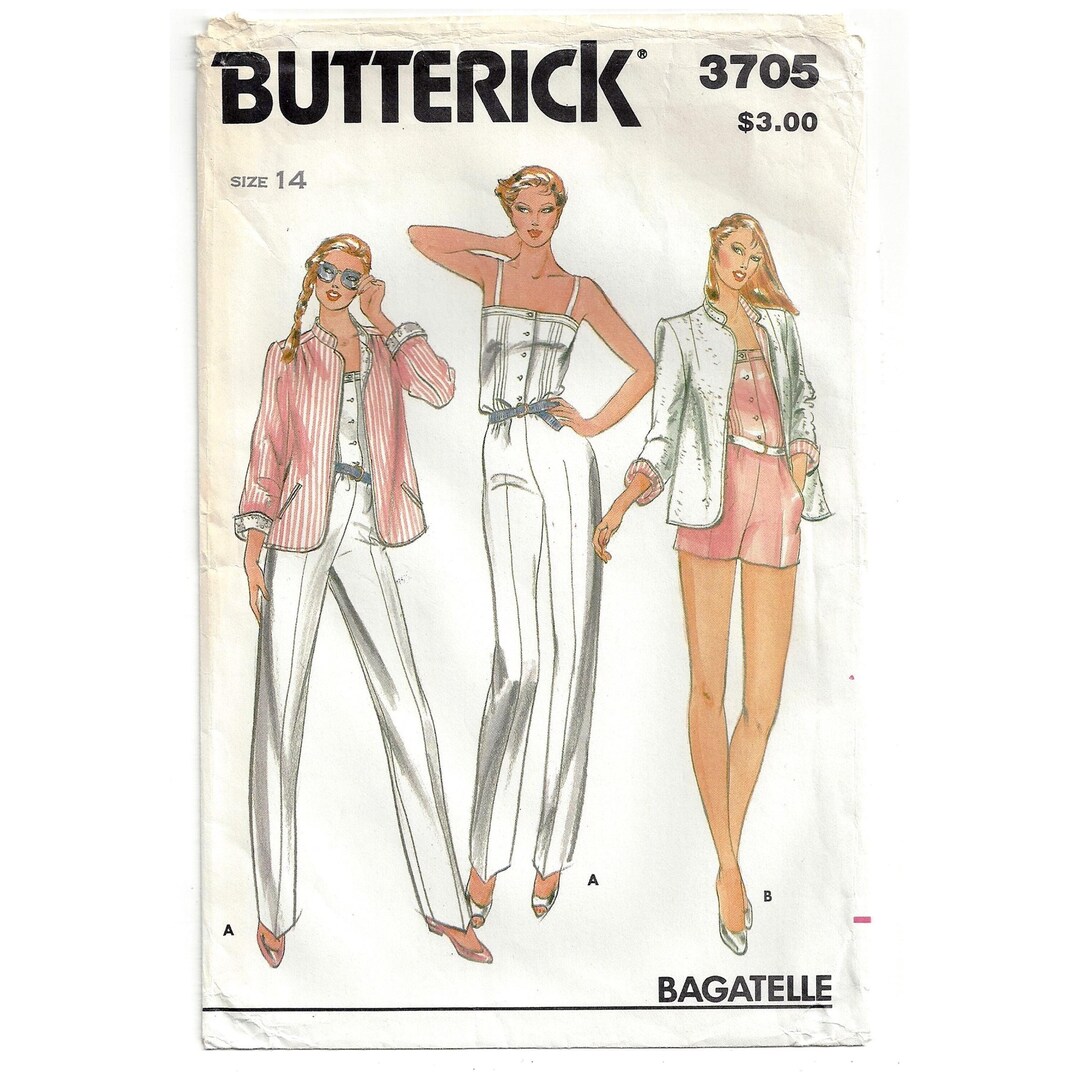 Butterick 3705 Sewing Pattern Misses Vtg 80s Reversible Jacket and ...