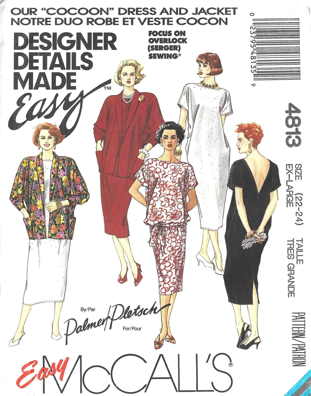 Mccalls 4813 Sewing Pattern Misses Easy Unlined Shawl Collar Jacket and ...