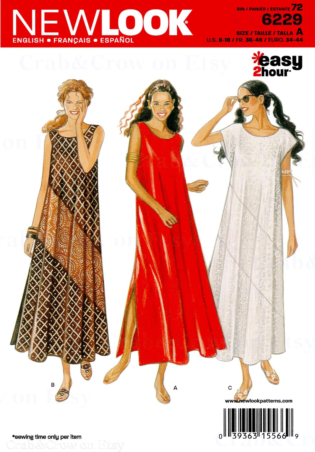 New Look 6229 Sewing Pattern Misses Easy 2-hour Dresses Optional ...