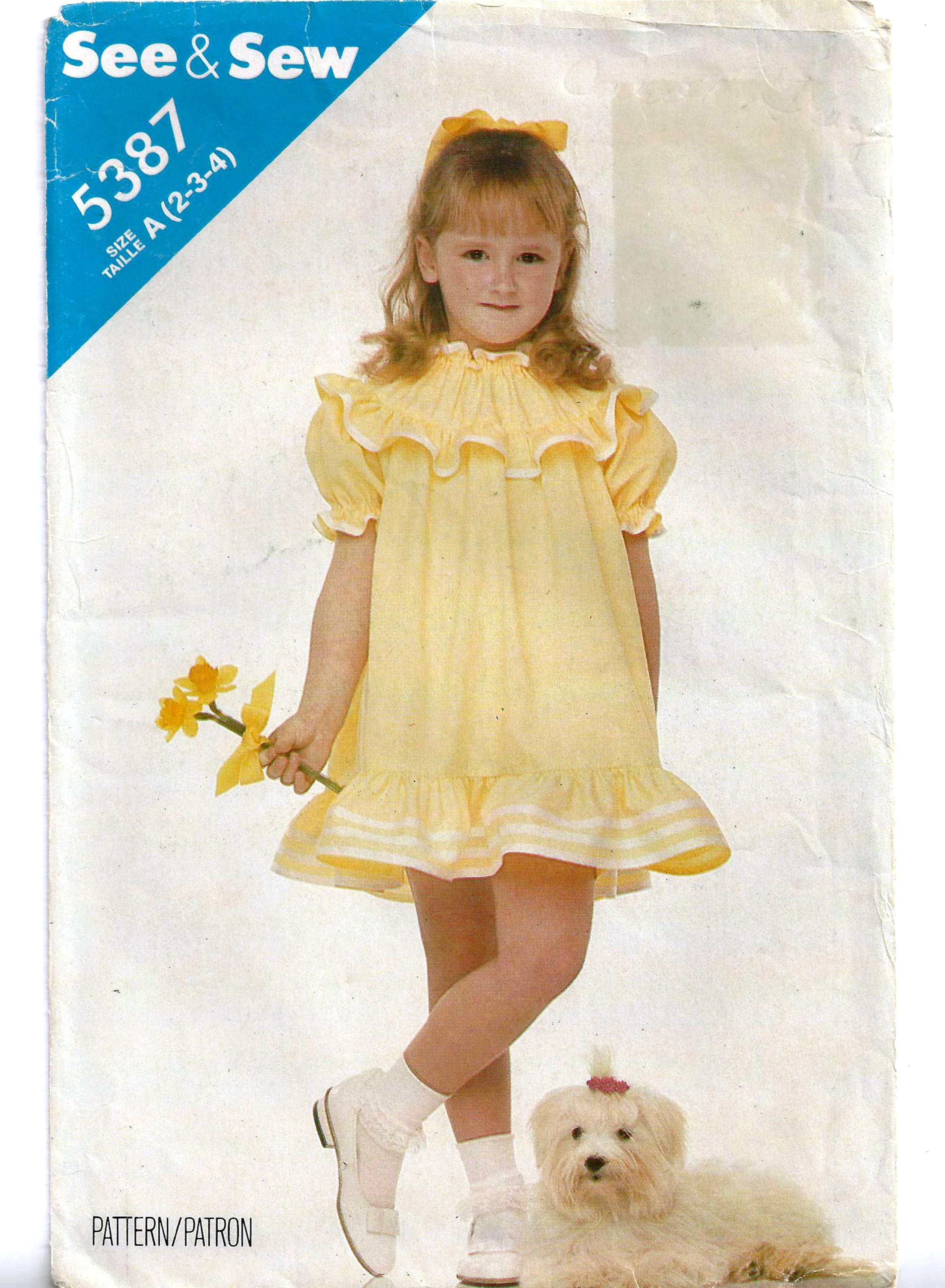 Butterick 5387 Sewing Pattern Childs Vintage 80s Ruffle Yoke Short ...