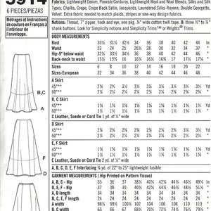 Simplicity 5914 Sewing Pattern Misses Contour Waist Skirts in Two ...