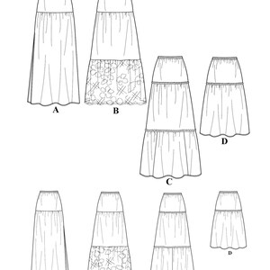 New Look 6516 Sewing Pattern Misses Easy Peasant Skirts in Two Lengths ...