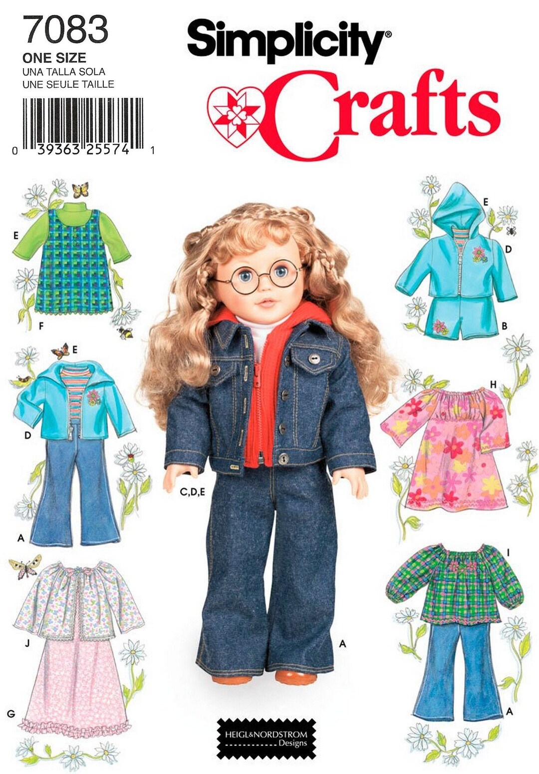 Simplicity 7083 Sewing Pattern for 18" Doll Clothes Jumper Dress Top ...