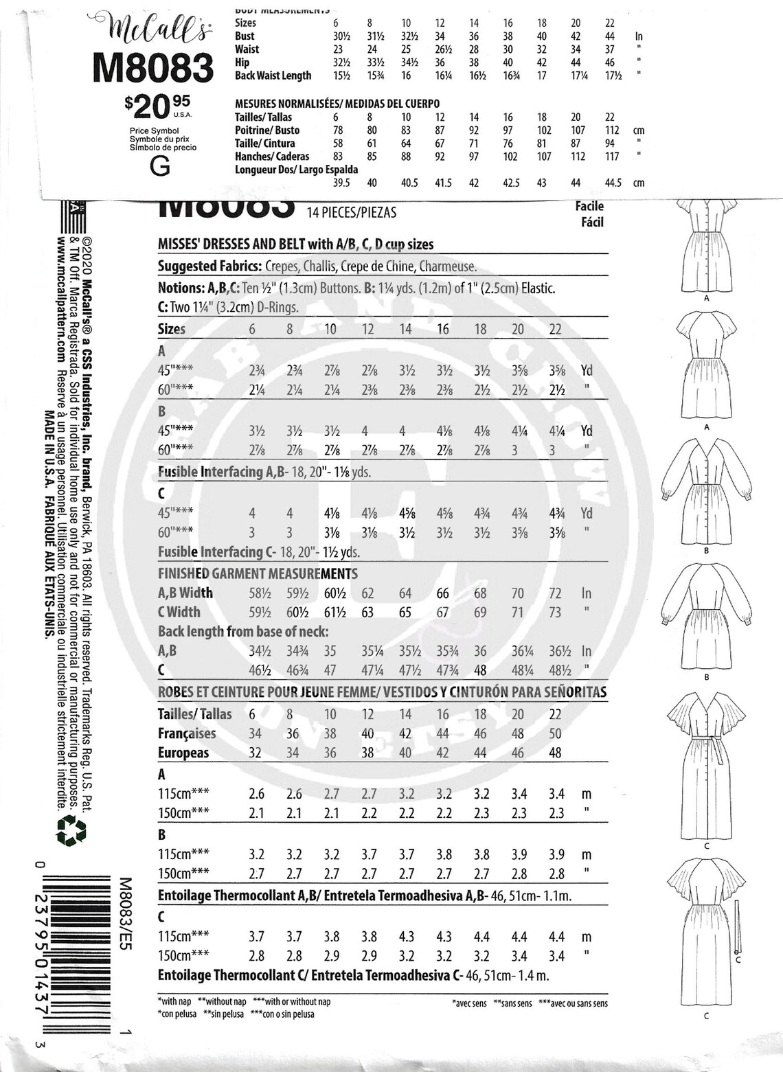 Mccalls M8083 Sewing Pattern Misses Button Front Raglan Sleeve - Etsy