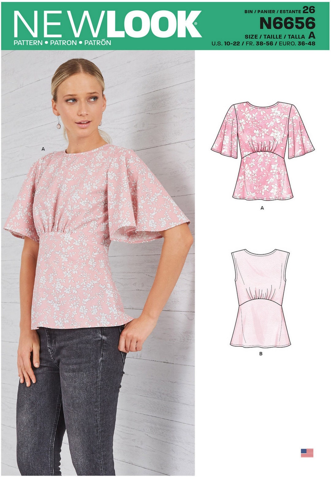 New Look N6656 Sewing Pattern for Misses Top With Optional Back Opening ...