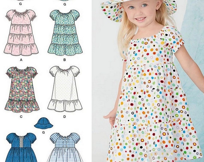 Simplicity S9126 Sewing Pattern Toddlers Dresses and Hat Optional ...