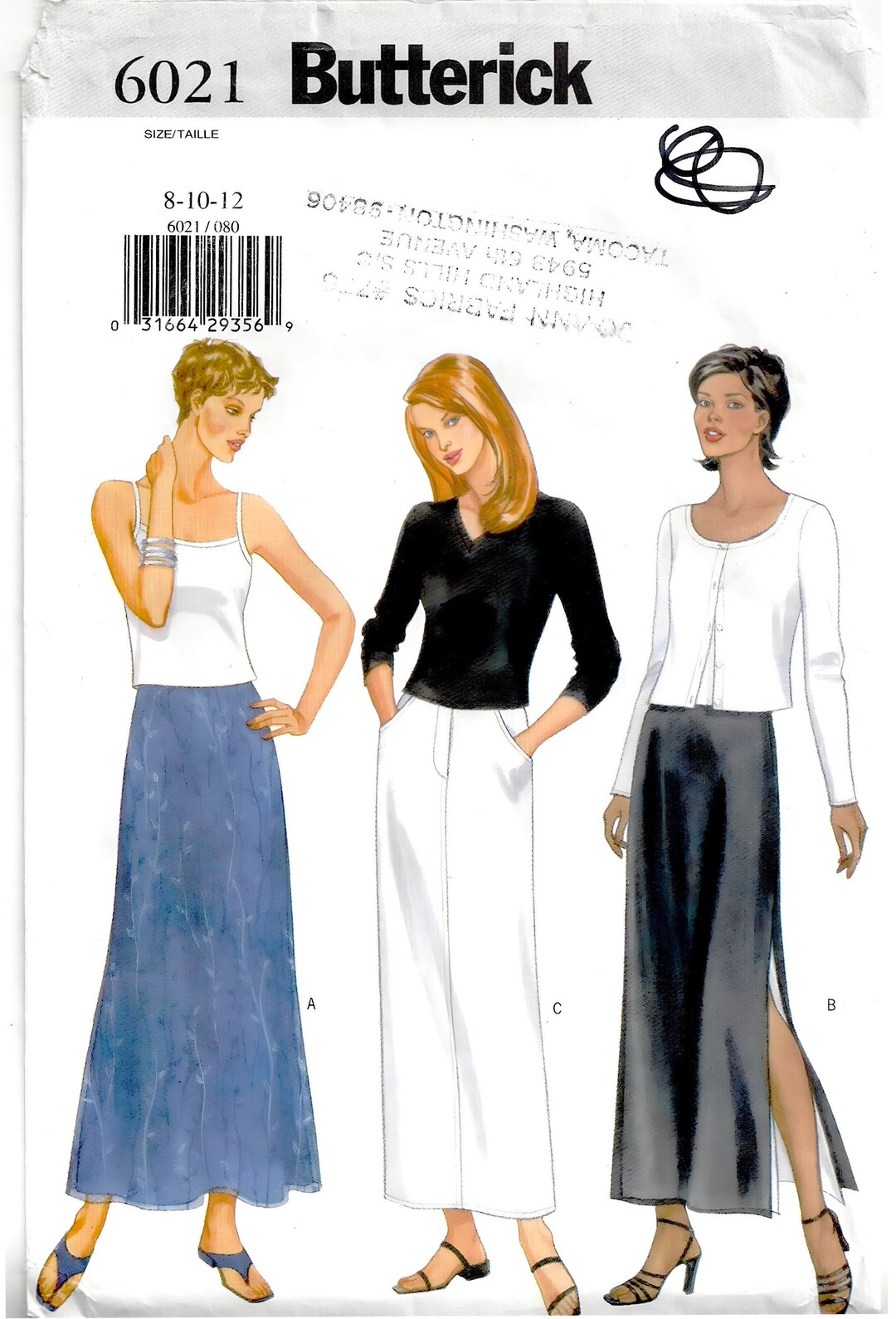 Butterick 6021 Sewing Pattern Misses A-line Bias or Straight Above ...