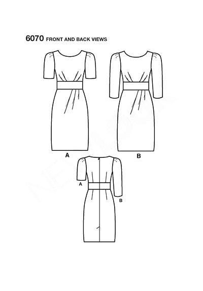 New Look 6070 Sewing Pattern Misses Dress With Pleat Interest and ...