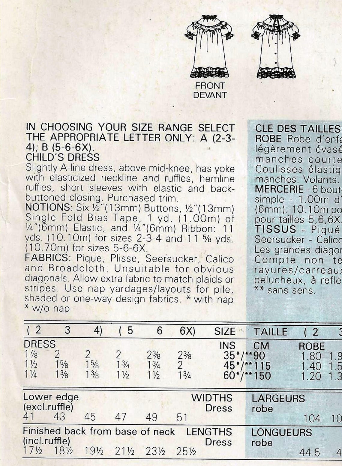 Butterick 5387 Sewing Pattern Childs Vintage 80s Ruffle Yoke Short ...
