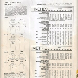 Stretch & Sew 1560 Sewing Pattern Misses Tab Front Dress and Top Patch ...