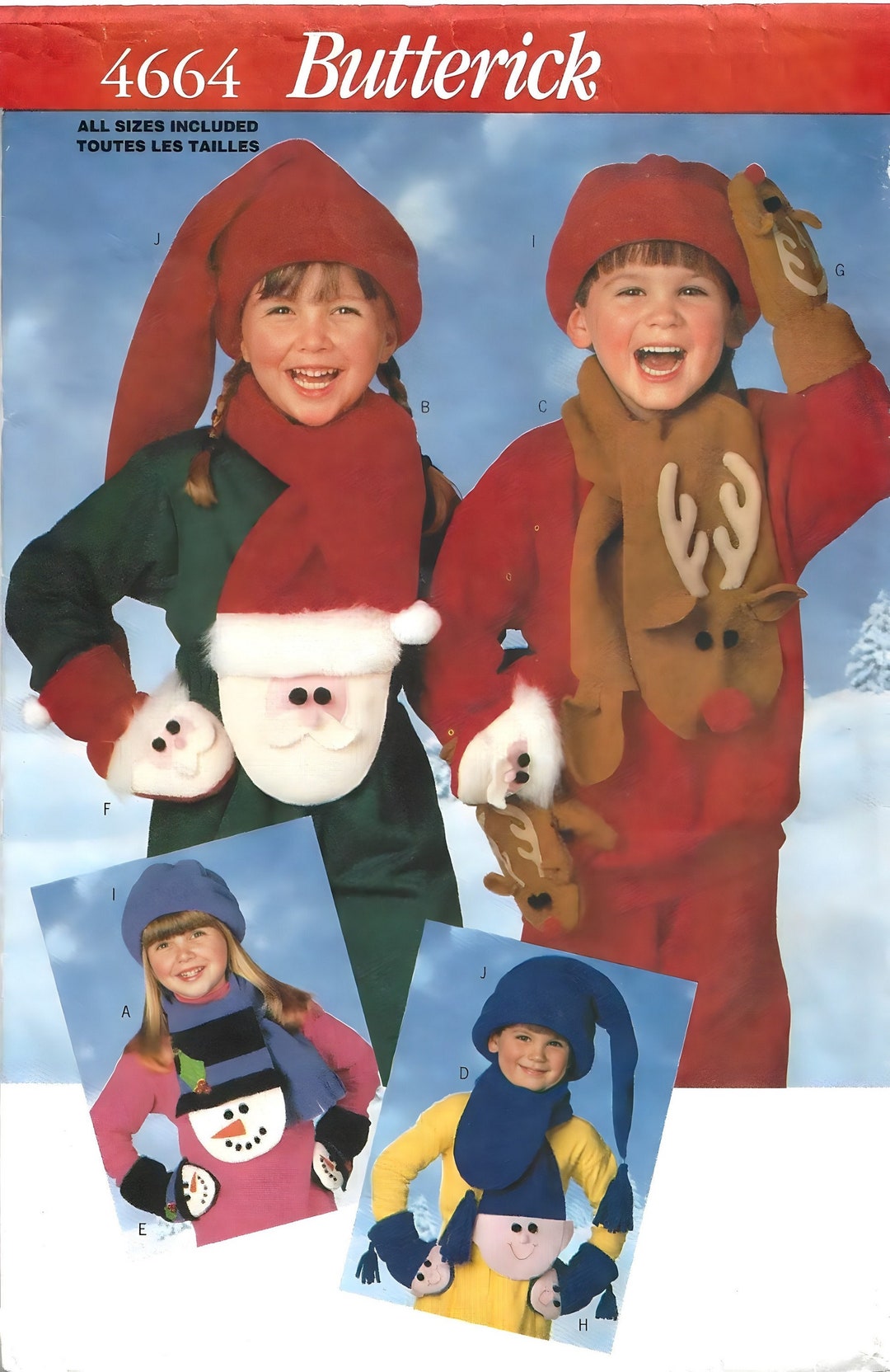 Butterick 4664 Sewing Pattern for Kids Christmas Accessories Scarf ...