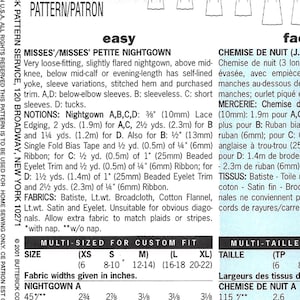 Butterick 6838 Sewing Pattern Misses Very Loose Fitting Nightgown in ...