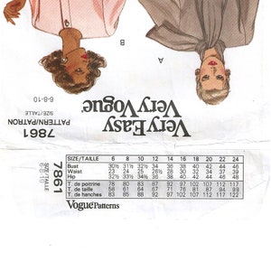 Vogue 7861 Sewing Pattern Misses Vintage 90s Very Easy Loose Fitting ...