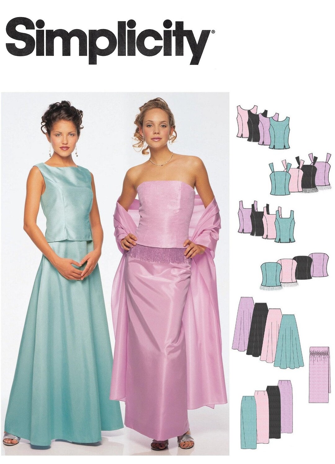 Simplicity 9466 Sewing Pattern Misses Elegant Eveningwear Sleeveless or ...