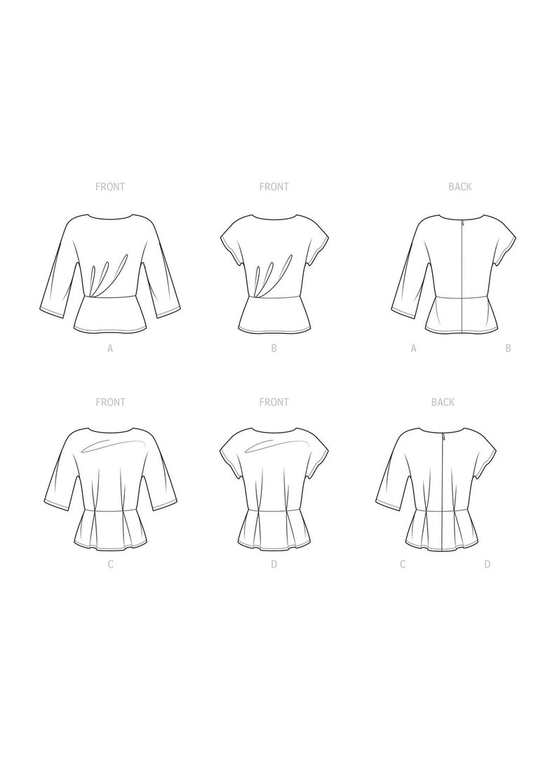 Simplicity S9470 Sewing Pattern Misses Peplum Tops With Pleat - Etsy