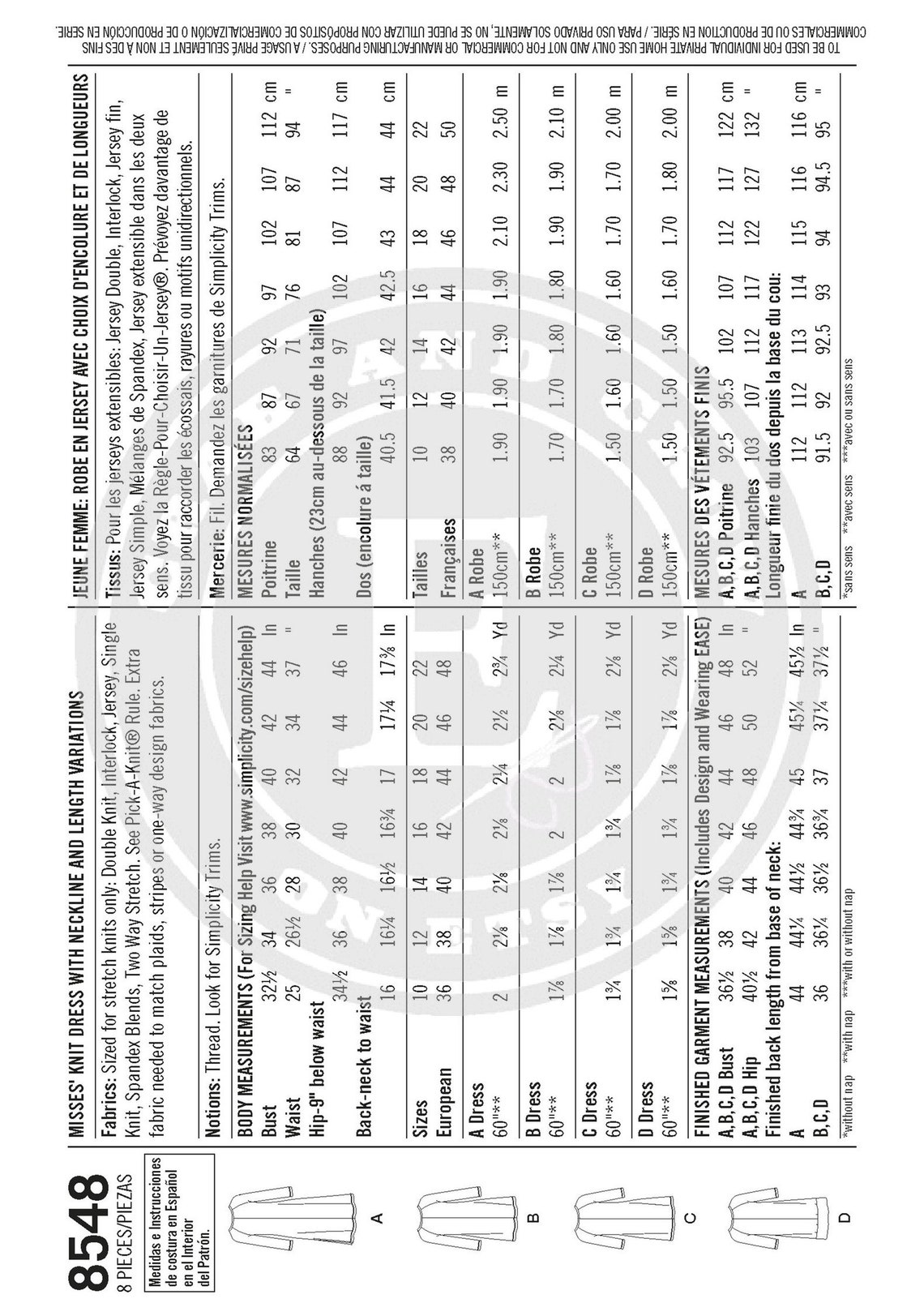 Simplicity 8548 Sewing Pattern Misses Learn to Sew Knit Dress - Etsy