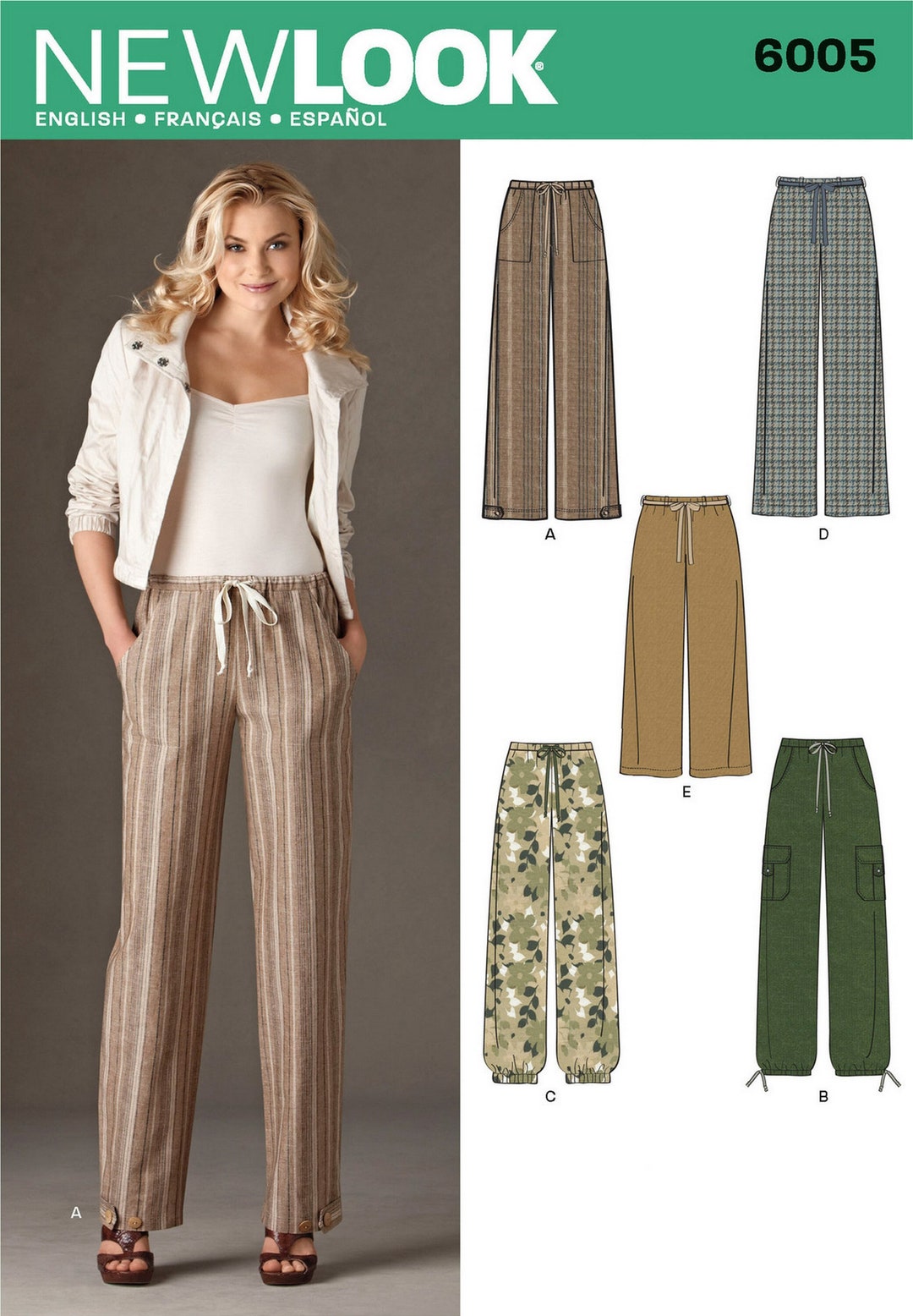 New Look 6005 Sewing Pattern for Misses Pull-on Pants With Pockets and ...