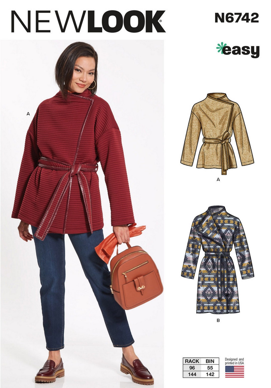 New Look N6742 Sewing Pattern Misses Easy Unlined Wrap Coat and Jacket ...