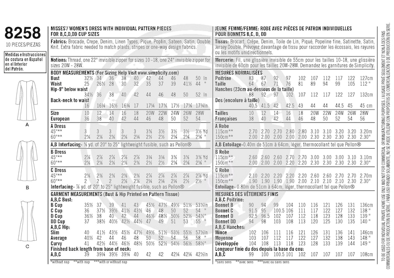 Simplicity 8258 Sewing Pattern Womens Plus Size Amazing Fit | Etsy