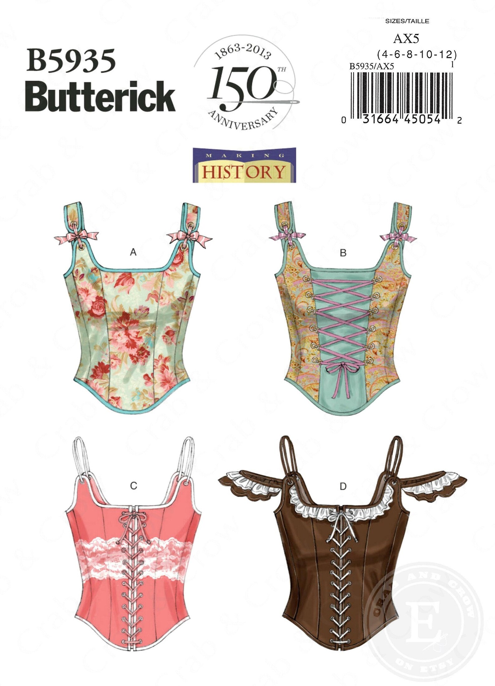 Butterick B5935 Sewing Patterns Making History Misses Boned - Etsy