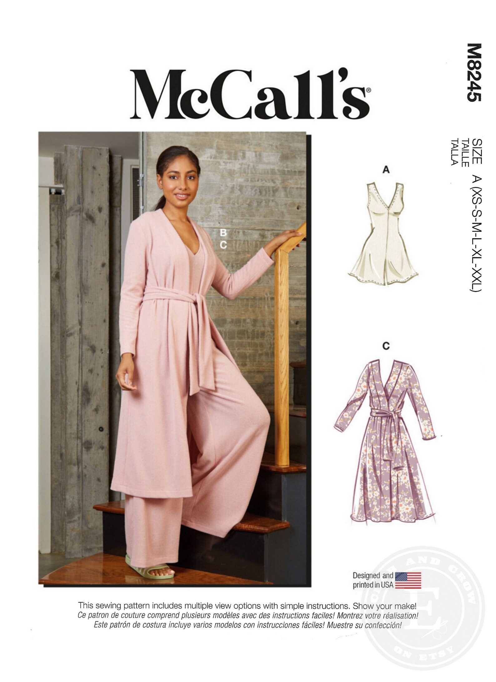 Mccalls M8245 Sewing Pattern Misses Knit Romper Jumpsuit Robe - Etsy