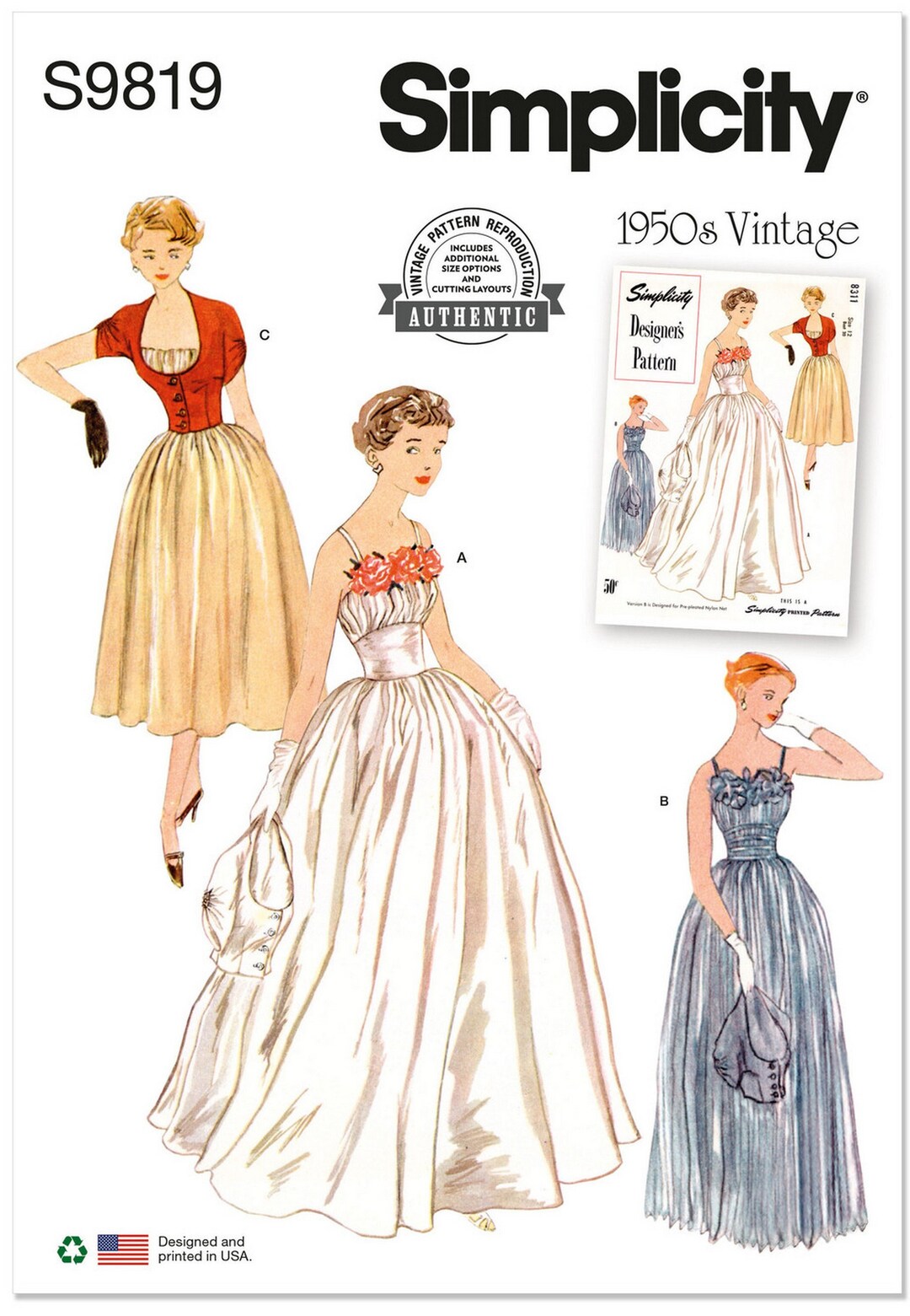 Simplicity S9819 Sewing Pattern Misses Vintage 50s Reproduction ...