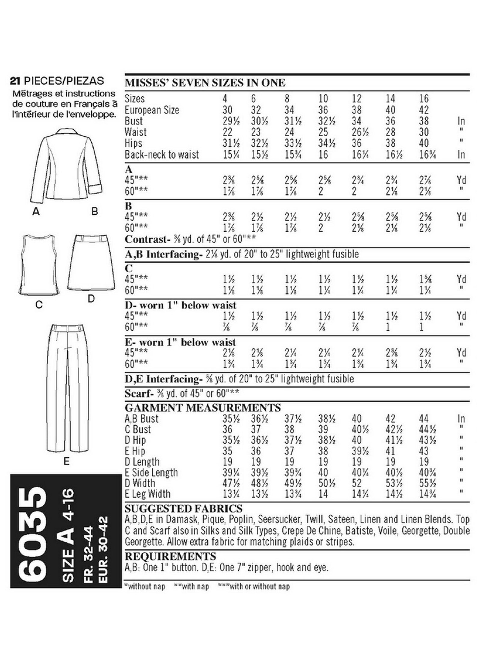 New Look 6035 Sewing Pattern for Misses Sportswear Separates Jacket Top ...