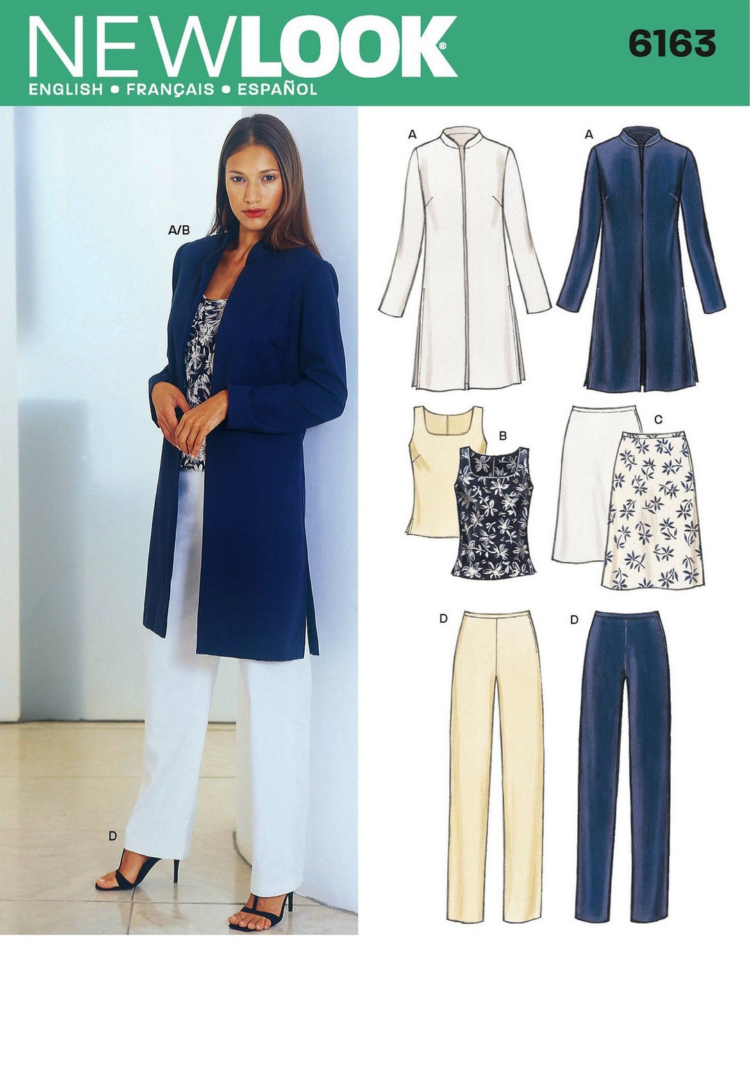 New Look 6163 Sewing Pattern for Misses Separates Long Length Jacket ...