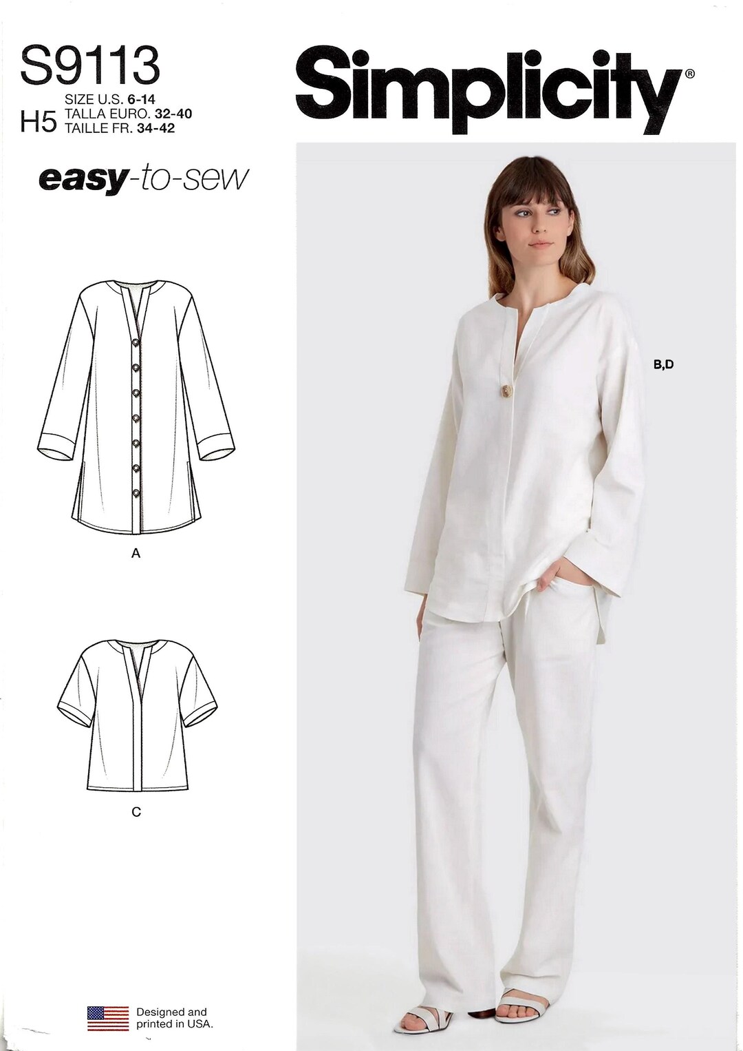 Simplicity S9113 Sewing Pattern Misses Tunics Top and Pull on Pants Sz ...