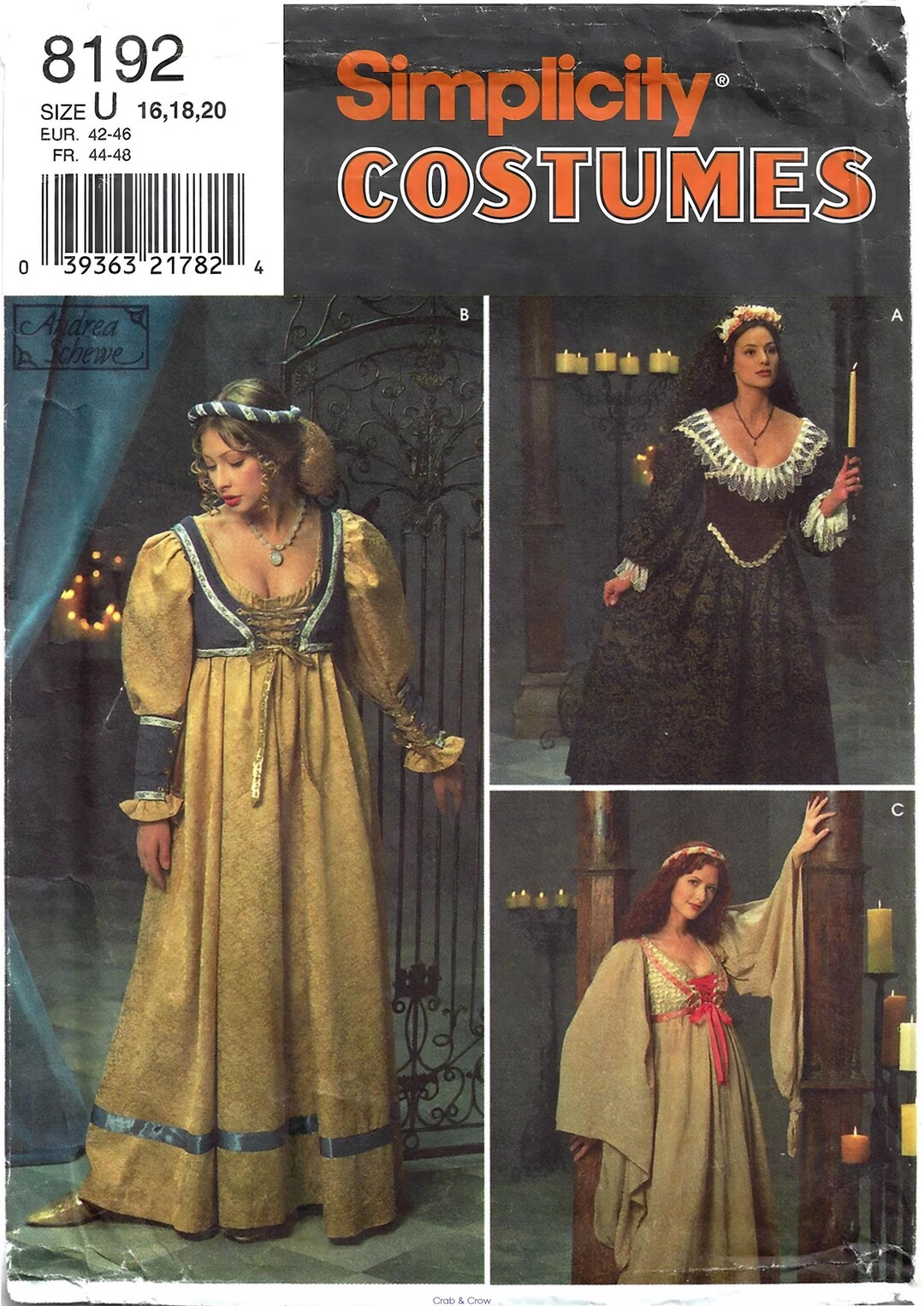 Simplicity 8192 Costume Sewing Pattern Misses Medieval Dresses Bodice ...