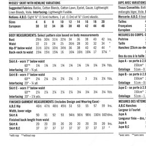 Simplicity S9786 Sewing Pattern Misses Easy to Sew Skirts With Hemline ...