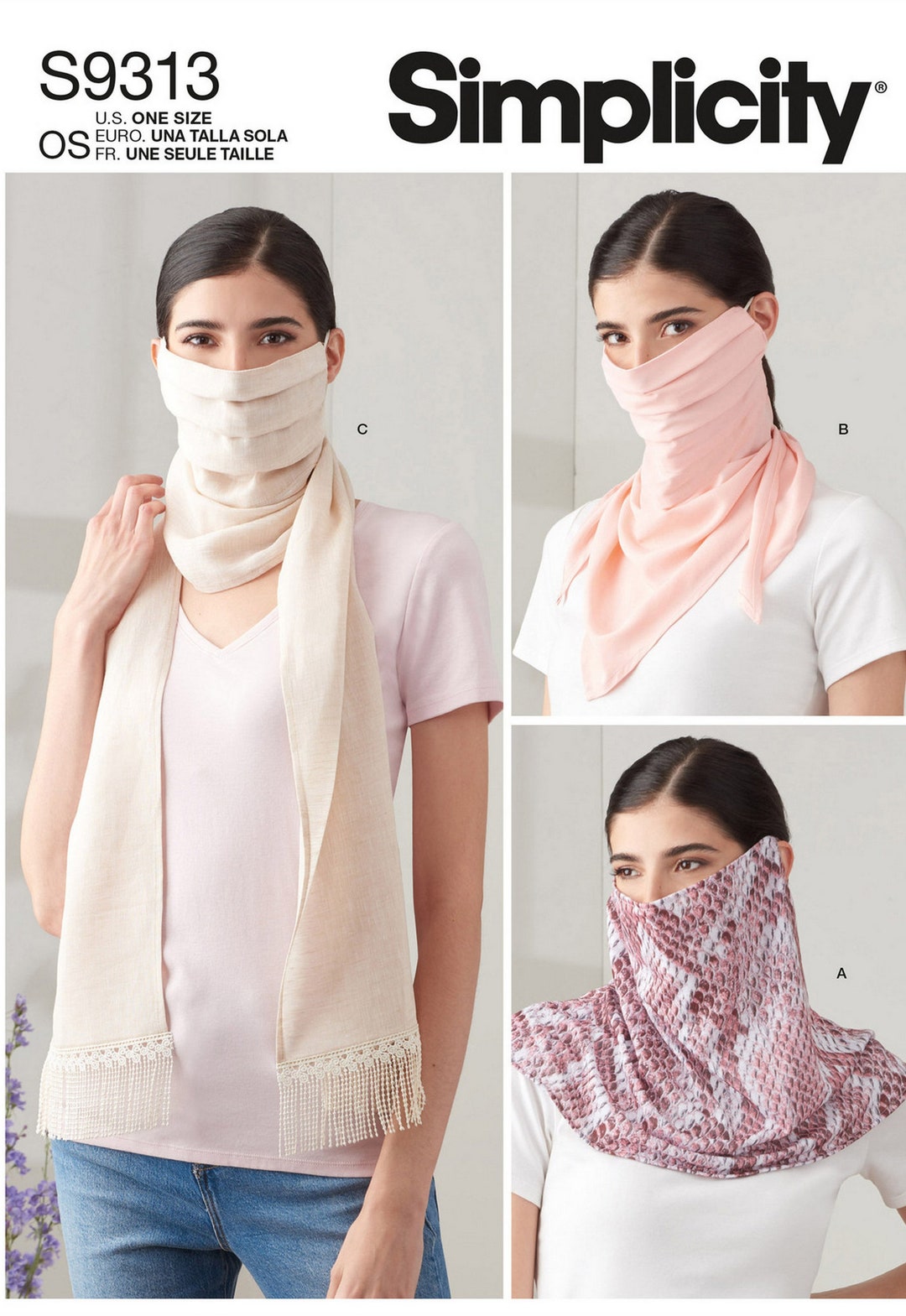 Simplicity S9313 Sewing Pattern for Fashion Face Covers One Size Uncut ...