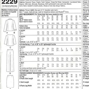 Simplicity 2229 Sewing Pattern Misses Jacket Pants and Skirt Threads ...