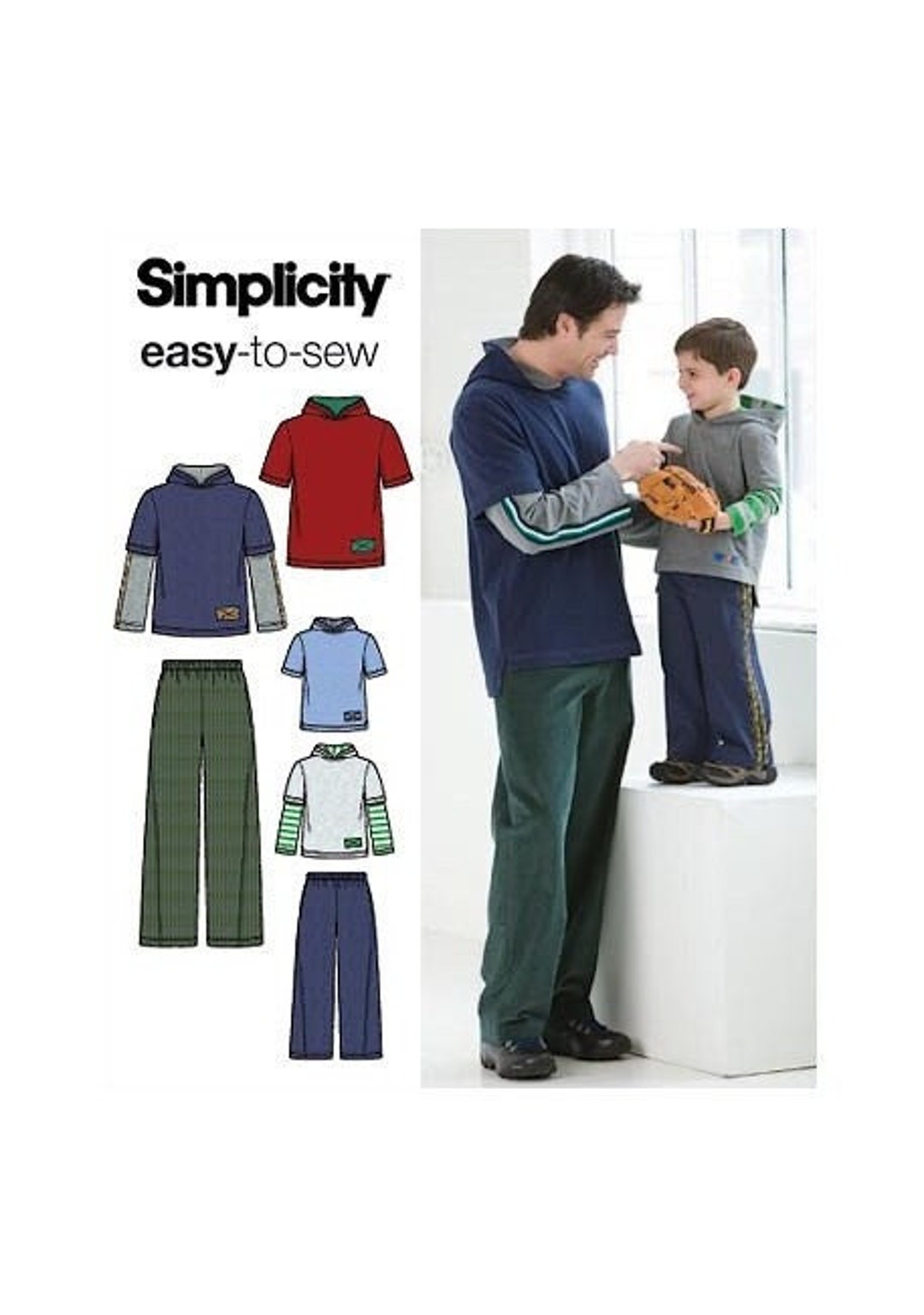 Simplicity 3707 Sewing Pattern Mens and Boys Easy to Sew Pullover Knit ...