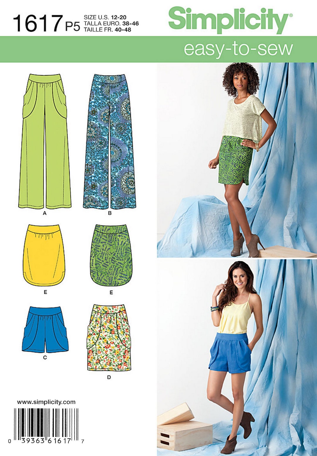 Simplicity 1617 Sewing Pattern Misses Easy to Sew Skirt in Two Lengths ...