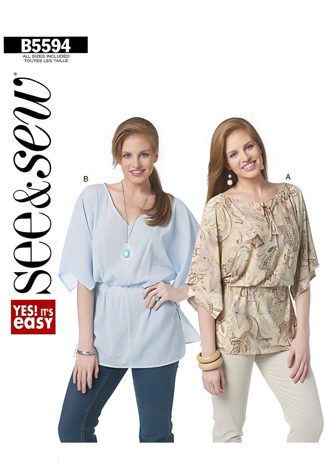 Butterick B5594 Sewing Pattern Misses Very Easy Loose Fitting Pullover ...