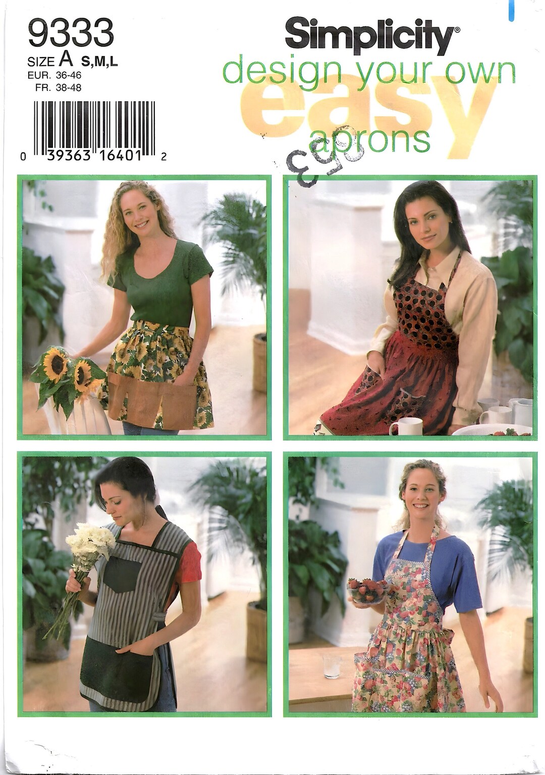 Simplicity 9333 Sewing Pattern Misses Design Your Own Easy Aprons Sz S ...