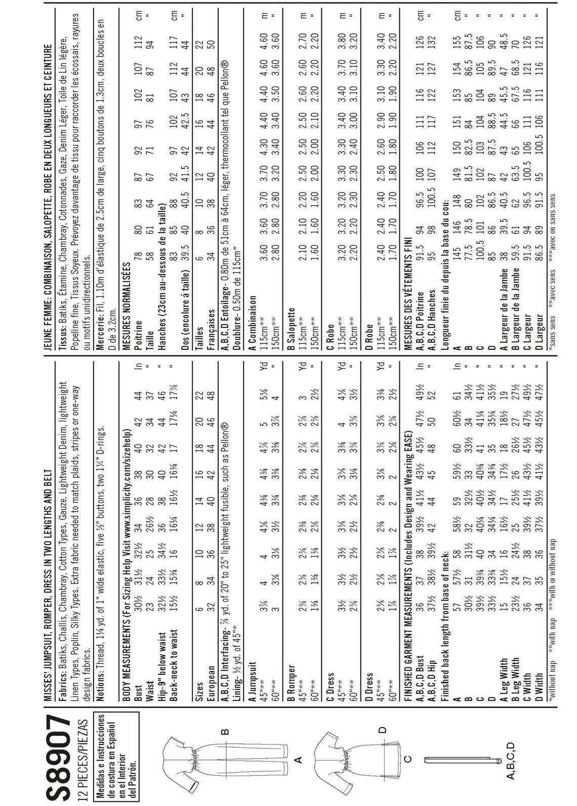 Simplicity S8907 Sewing Pattern Misses Jumpsuit Romper Dress | Etsy