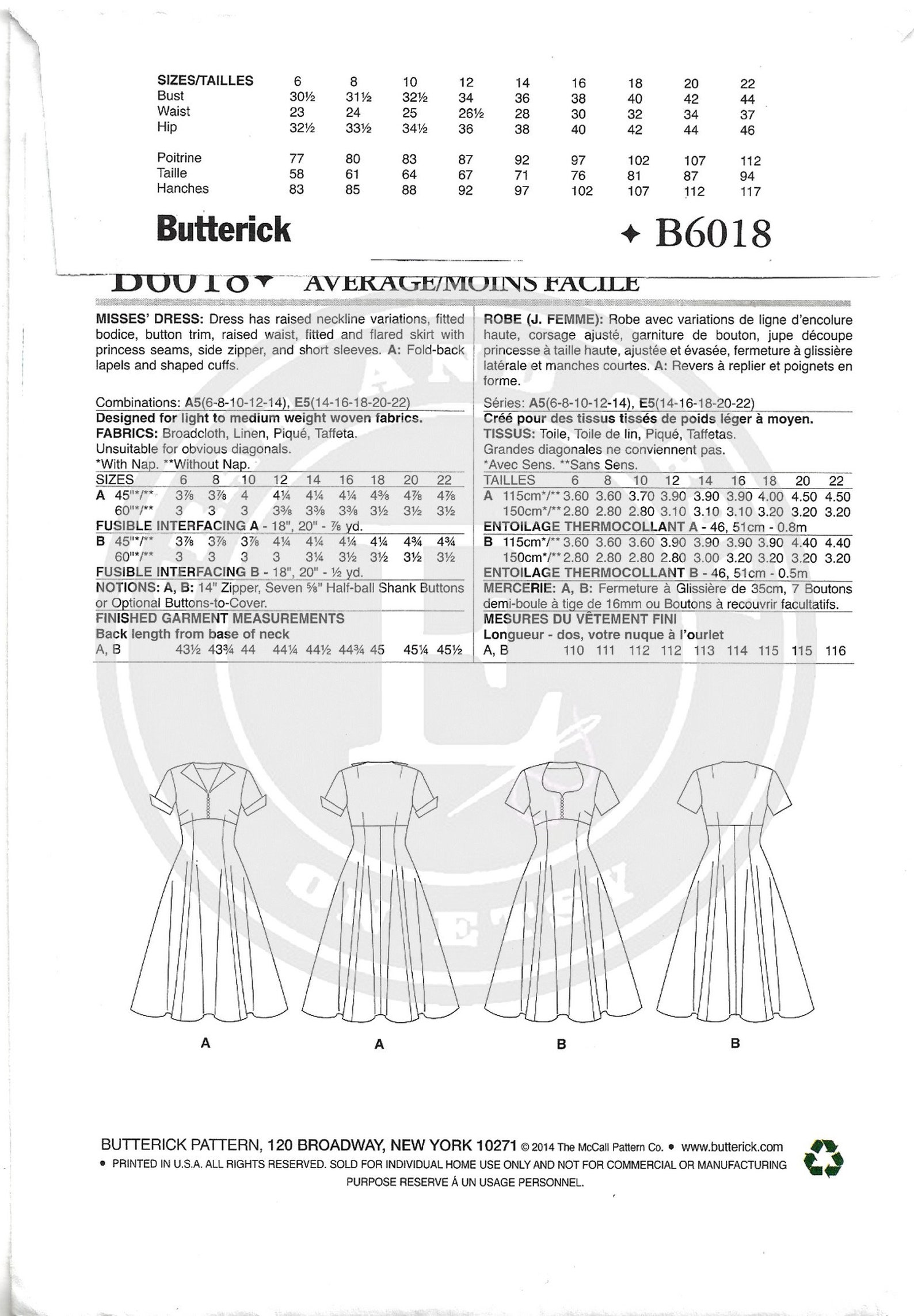 Butterick B6018 Sewing Pattern Misses Retro '52 Fit and - Etsy