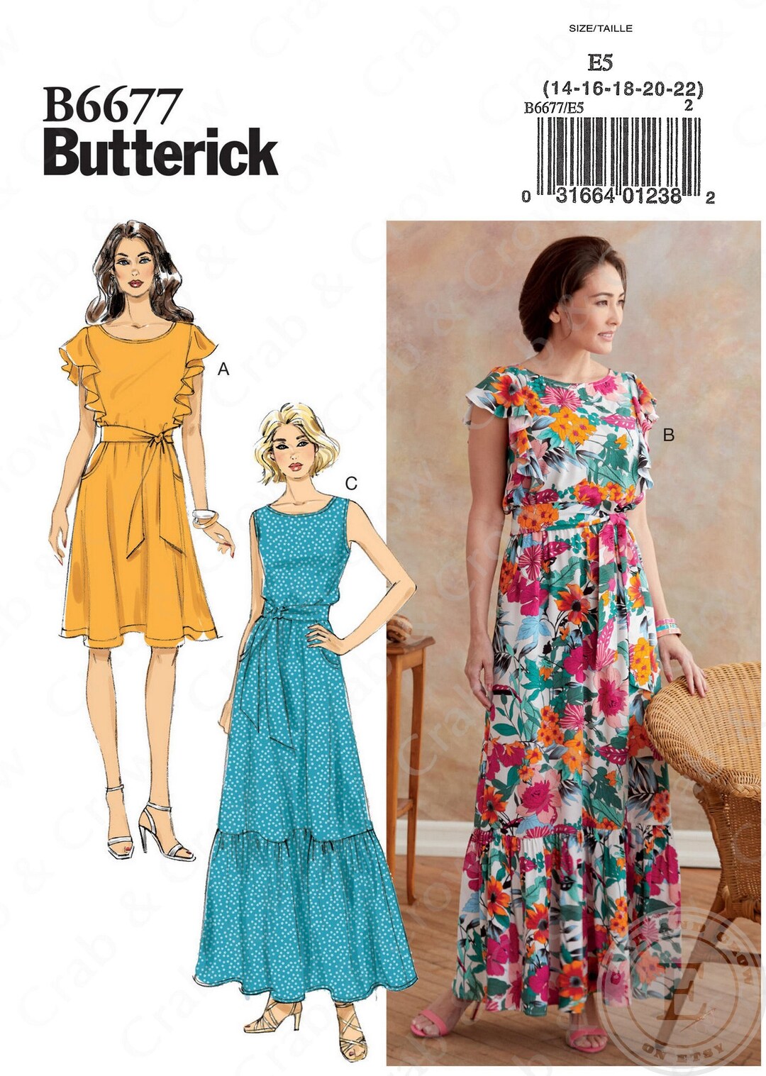 Butterick B6677 Sewing Pattern Misses Sleeveless Dress in Two Lengths ...