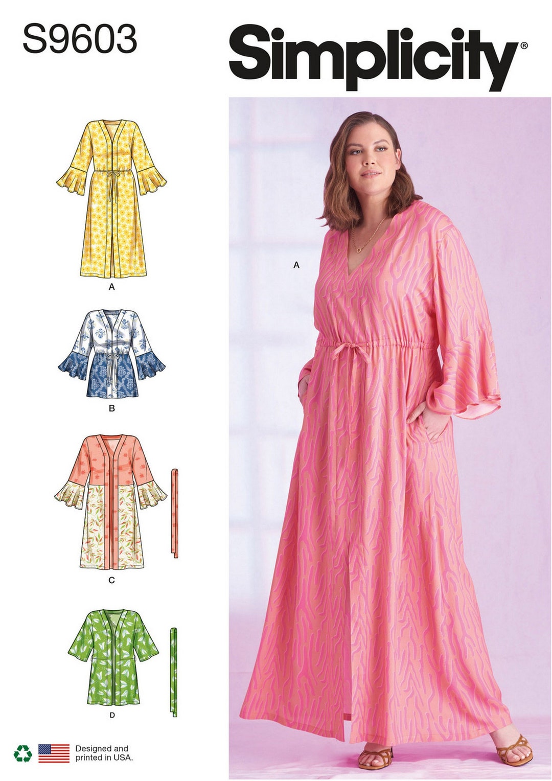 Simplicity S9603 Sewing Pattern Women's Plus Size Caftans and Wraps Sz 18W-24W or 26W-32W Uncut ...
